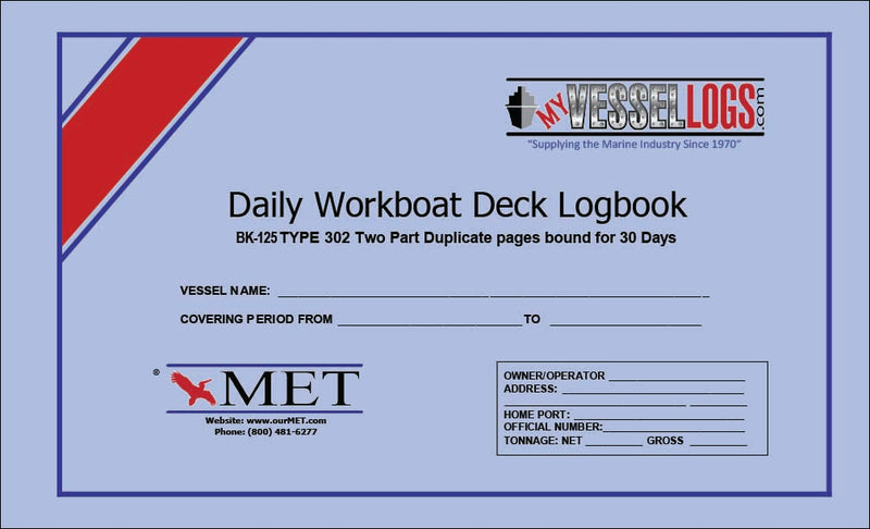 BK-125 Daily Workboat Deck Logbook - Captain's Nautical Books & Charts