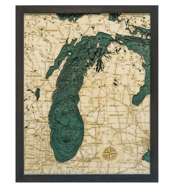 WoodChart of Lake Michigan (Small) - Captain's Nautical Books & Charts