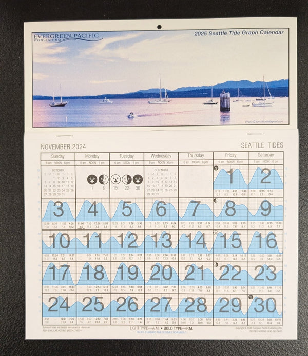 2025 Tide Graph Calendar for Seattle - Captain's Nautical Books & Charts
