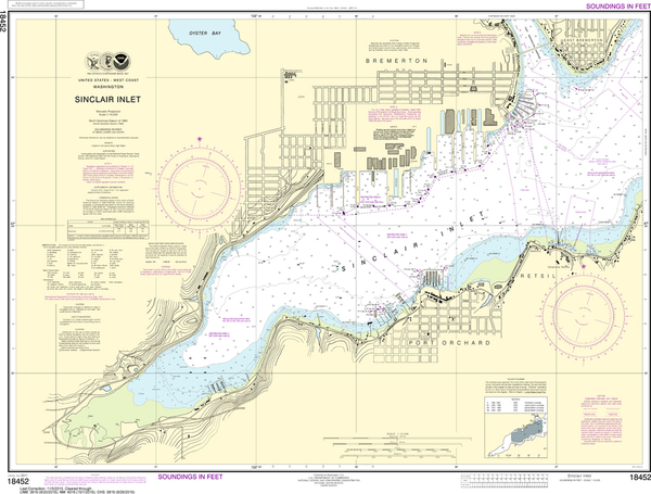 NOAA Chart 18452: Sinclair Inlet - Captain's Nautical Books & Charts