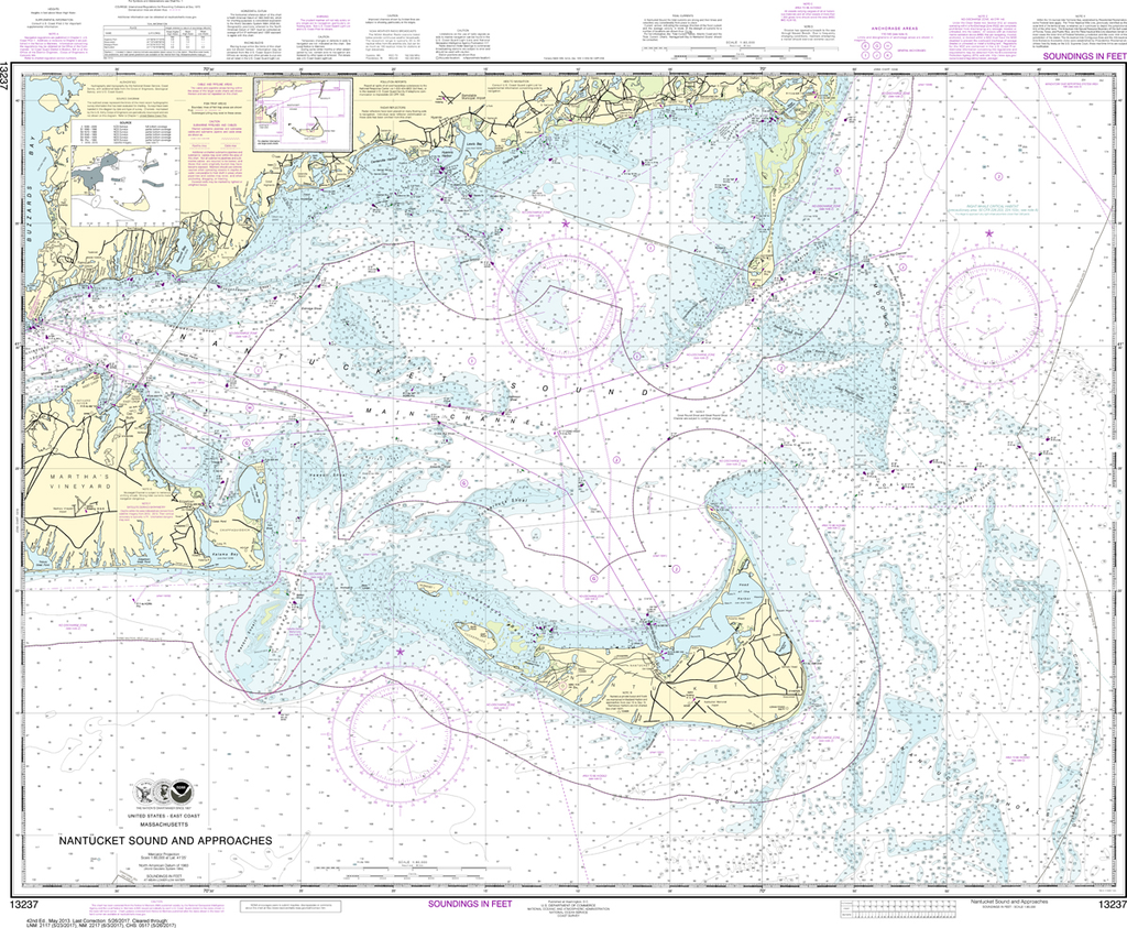 NOAA Chart 13237: Nantucket Sound and Approaches - Captain's Nautical ...