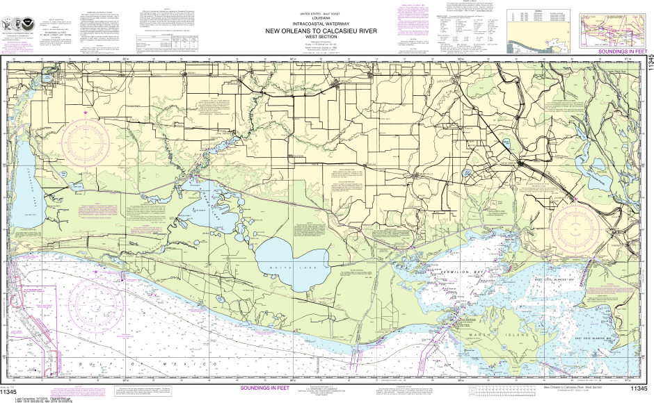NOAA Chart 11345: Intracoastal Waterway: New Orleans to Calctsieu ...