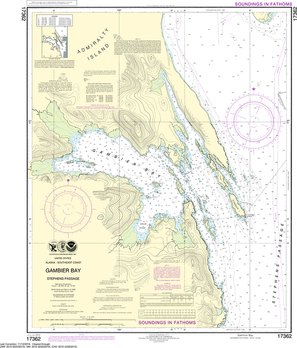 NOAA Chart 17362: Gambier Bay, Stephens Passage - Captain's Nautical ...