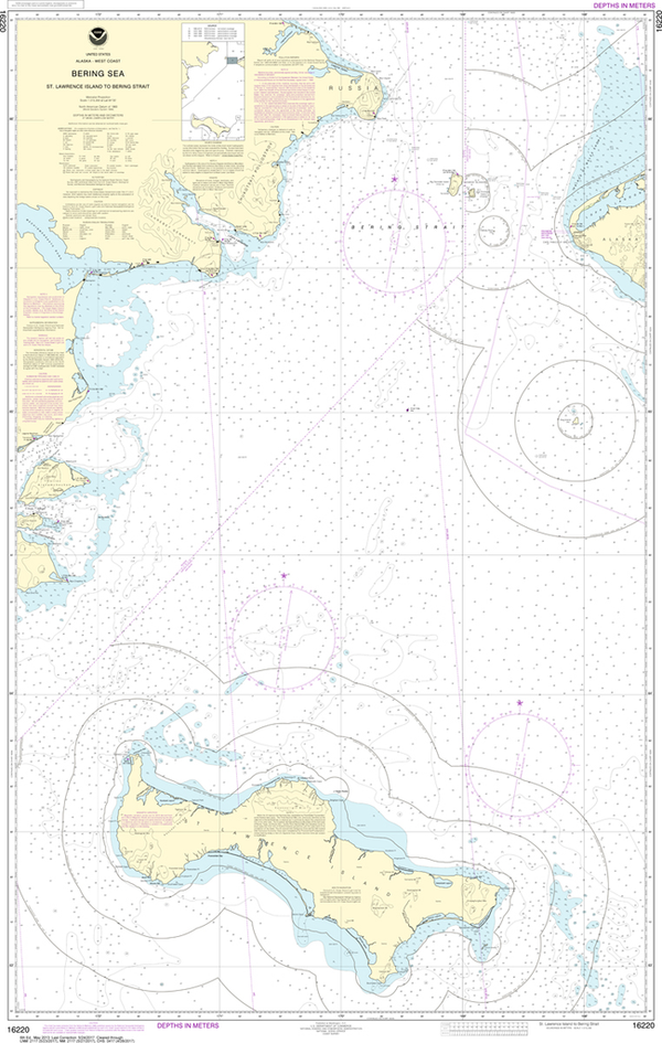 NOAA Chart 16220: Bering Sea: St. Lawrence Island to Bering Strait ...