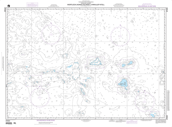 NGA International Chart 81023: Nomoi Islands to Faraulep Atoll ...