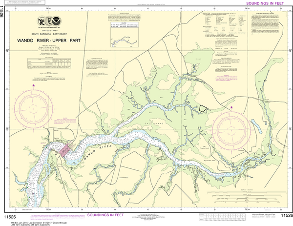 NOAA Chart 11526: Wando River Upper Part - Captain's Nautical Books ...