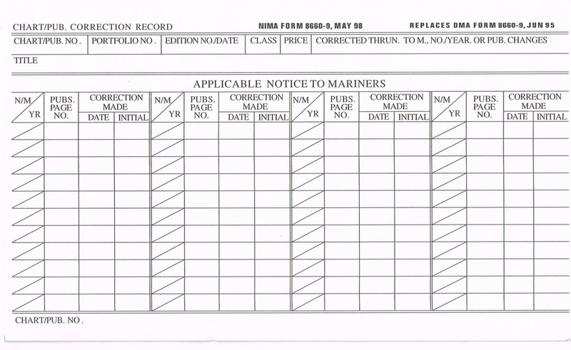 NGA/NIMA Chart Correction Record Cards, 100-Pack - Captain's Nautical ...