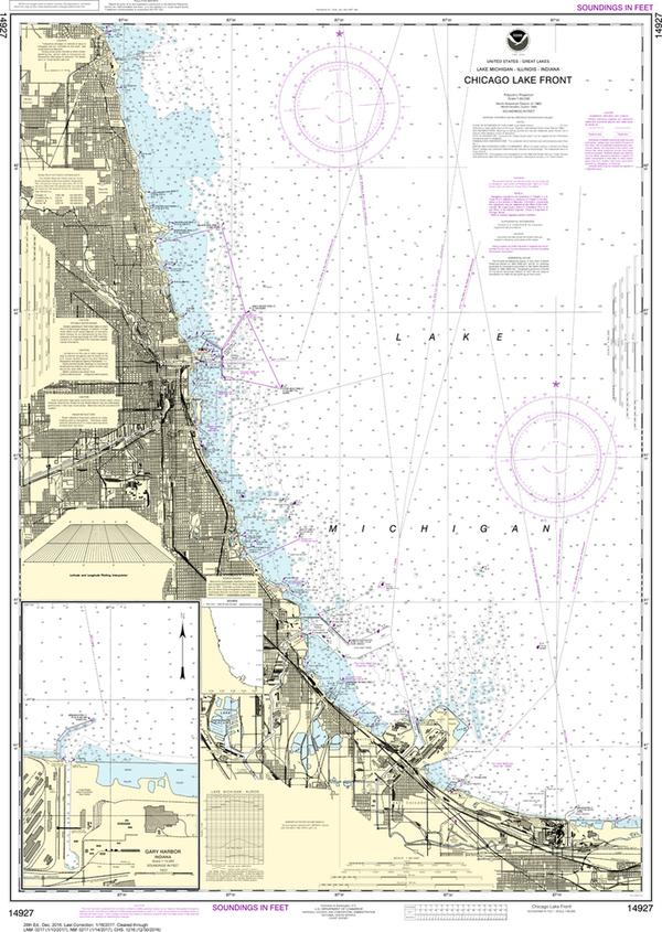 NOAA Chart 14927: Chicago Lake Front, Gary Harbor - Captain's Nautical ...