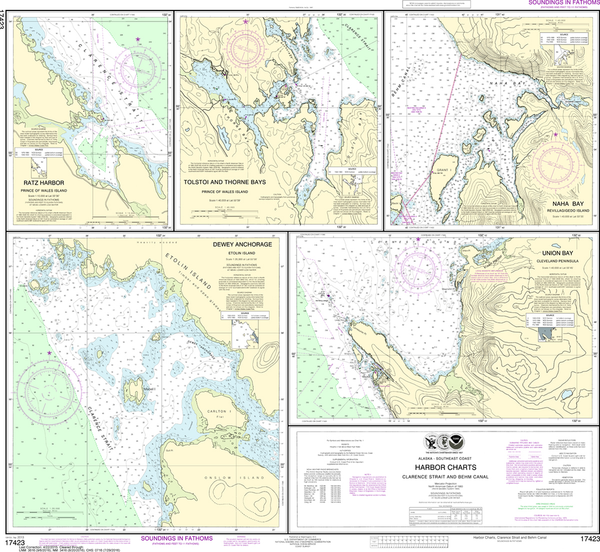 NOAA Chart 17423: Harbor Charts - Clarence Strait and Behm Canal, Dewe ...