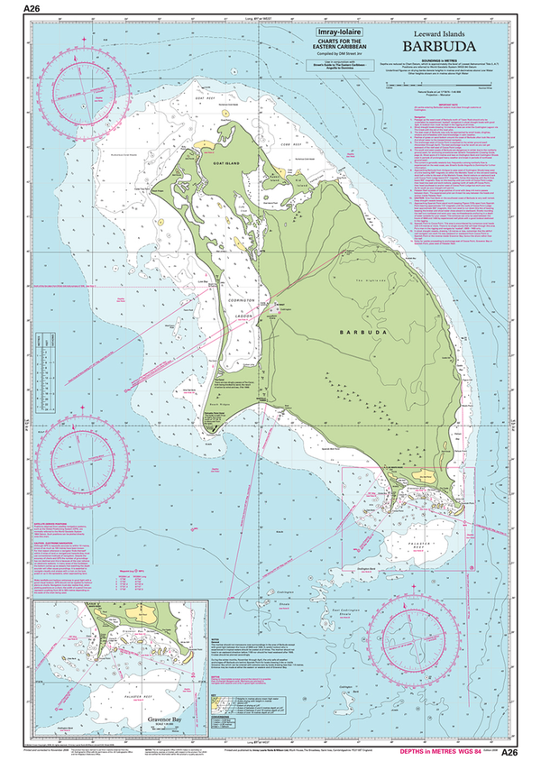 Imray Caribbean Chart A26: Barbuda - Captain's Nautical Books & Charts