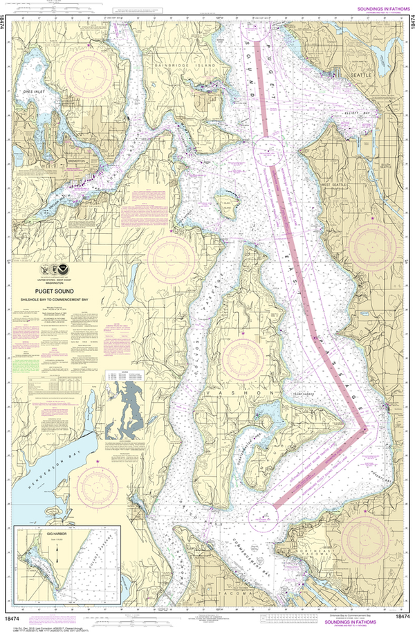 NOAA Chart 18474: Puget Sound: Shilshole Bay to Commencement Bay ...