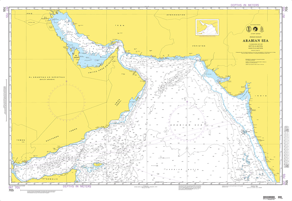 NGA International Chart 705: Arabian Sea - Captain's Nautical Books ...