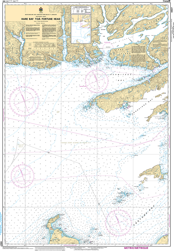 CHS Chart 4827: Hare Bay to/à Fortune Head - Captain's Nautical Books ...