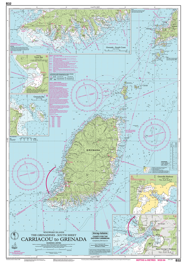 Imray Caribbean Chart B32: Carriacou to Grenada - Captain's Nautical ...