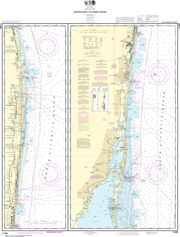 NOAA Chart 11466: Jupiter Inlet to Fowey Rocks, Lake Worth Inlet ...