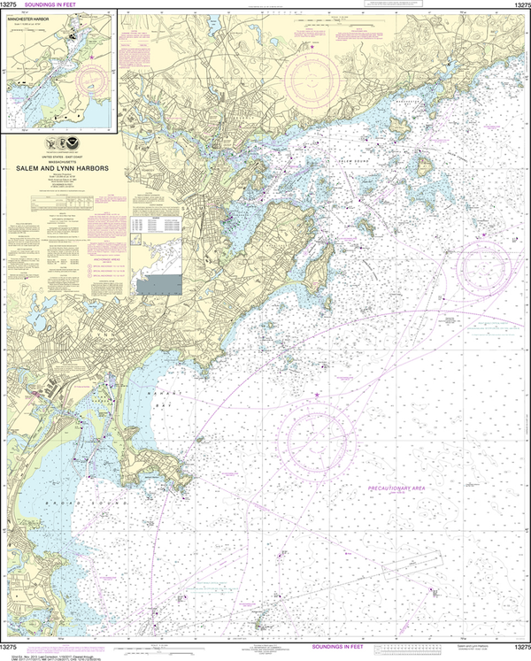 NOAA Chart 13275: Salem and Lynn Harbors, Manchester Harbor - Captain's ...