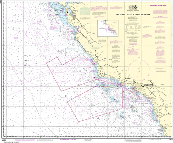 NOAA Chart 18022: San Diego to San Francisco Bay - Captain's Nautical ...