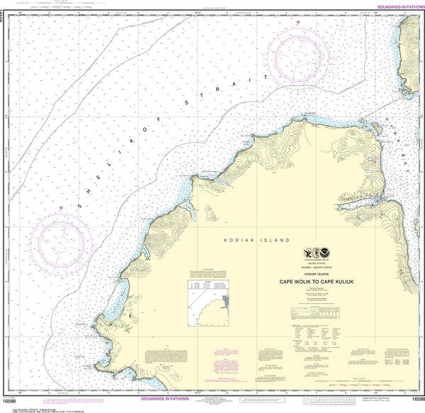 NOAA Chart 16598: Kodiak Island: Cape Ikolik to Cape Kuliuk - Captain's ...
